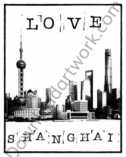 Shanghai Skyline Wall Art | Typographic | Download Artwork
