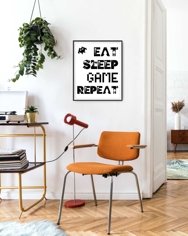Eat Sleep Game Repeat - Gamer Printable Art | Download Artwork