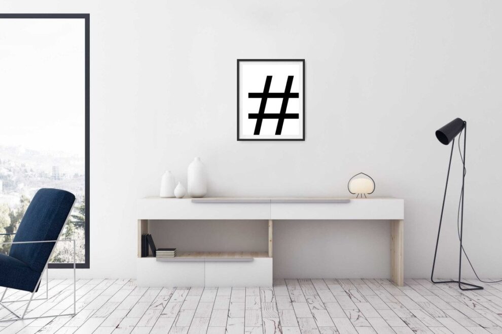 Hashtag Symbol - Minimalist Typographic Art | Download Artwork