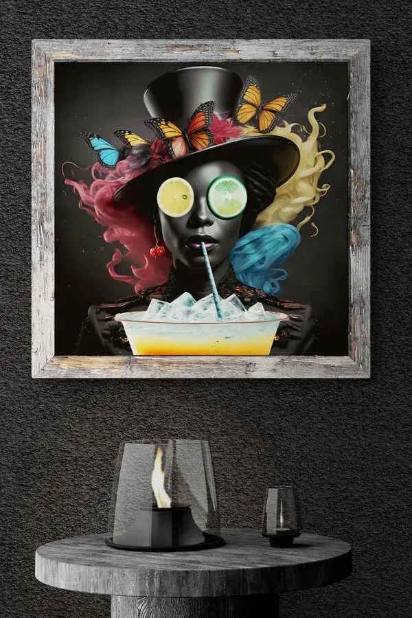 Seeress Art - Citrus Lady with Butterflies - Printable Art